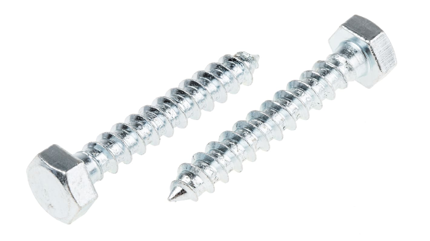 RS PRO Hex Coach Screw, Steel Bright Zinc Plated, 8mm x 50mm | RS