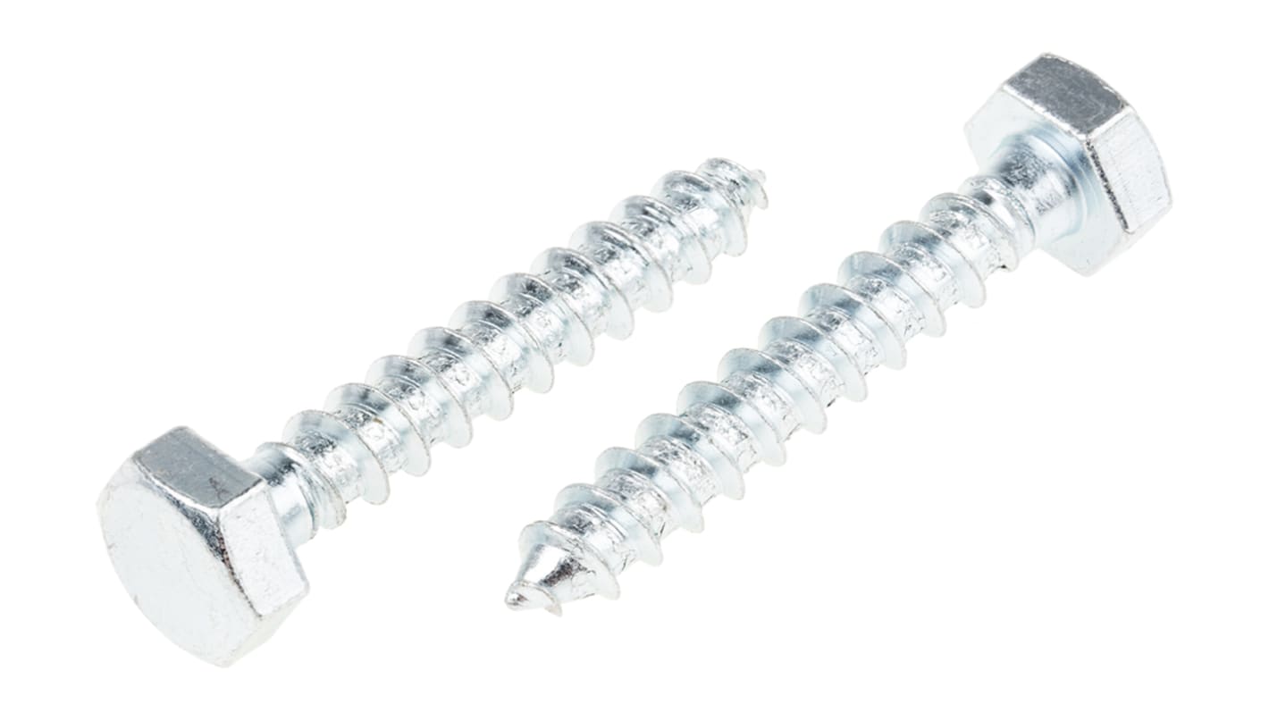 RS PRO Hex Coach Screw, Steel Bright Zinc Plated, 10mm x 60mm | RS