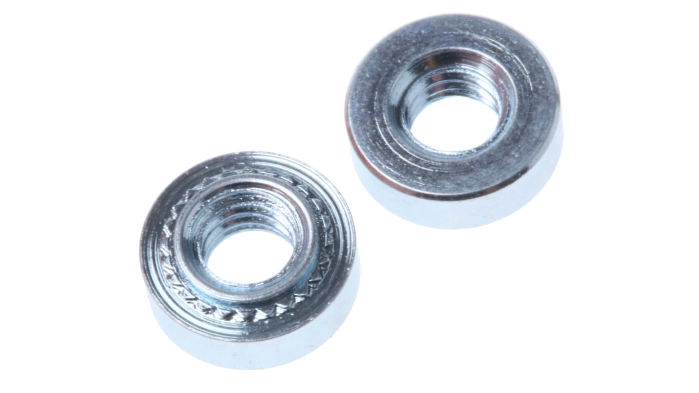 RS PRO Clear Passivated, Zinc Steel Clinch Nut, M4 | RS