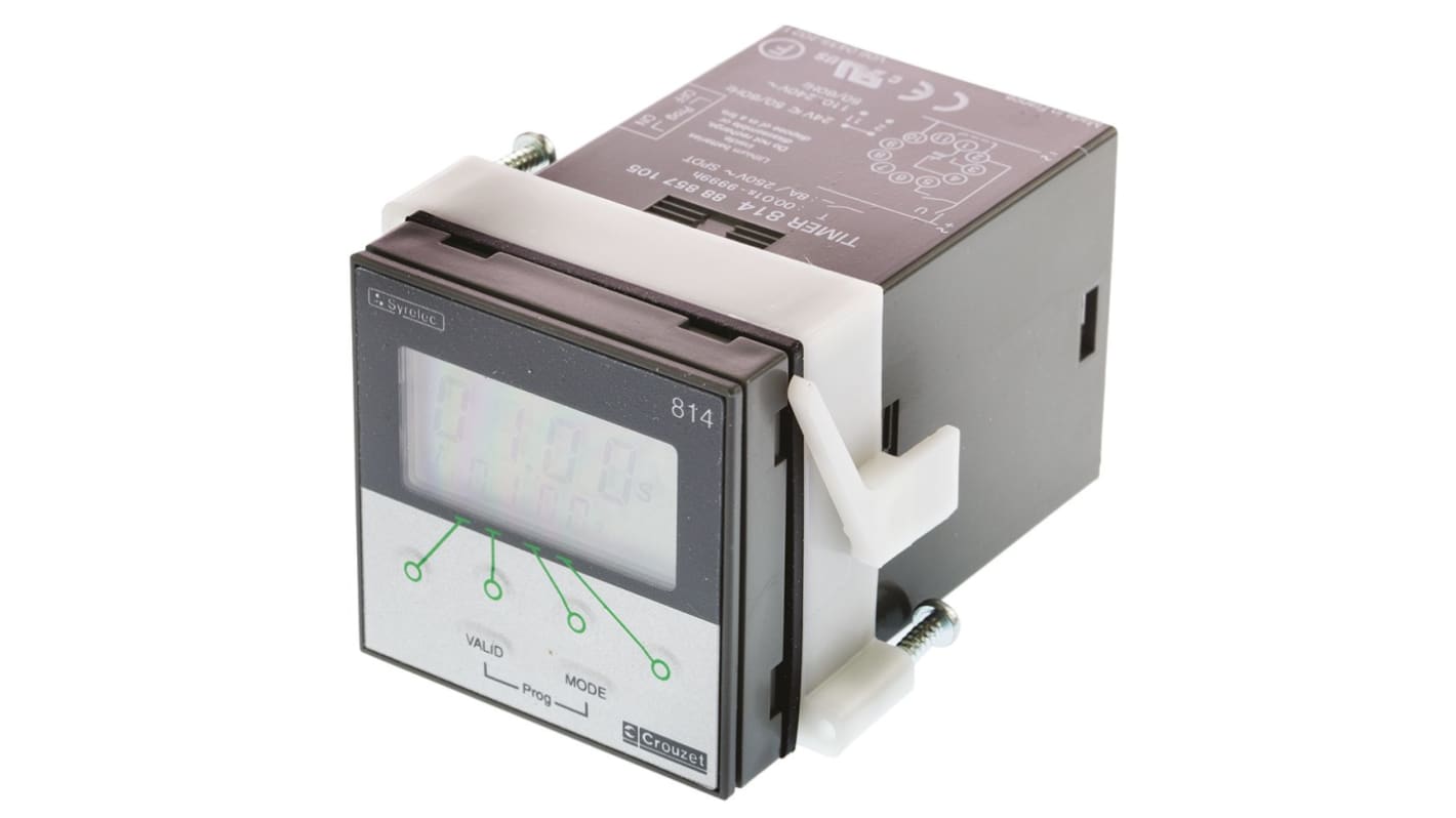 88 857 105 | Crouzet Panel Mount Timer Relay, 110 → 240 V ac, 24V ac/dc ...