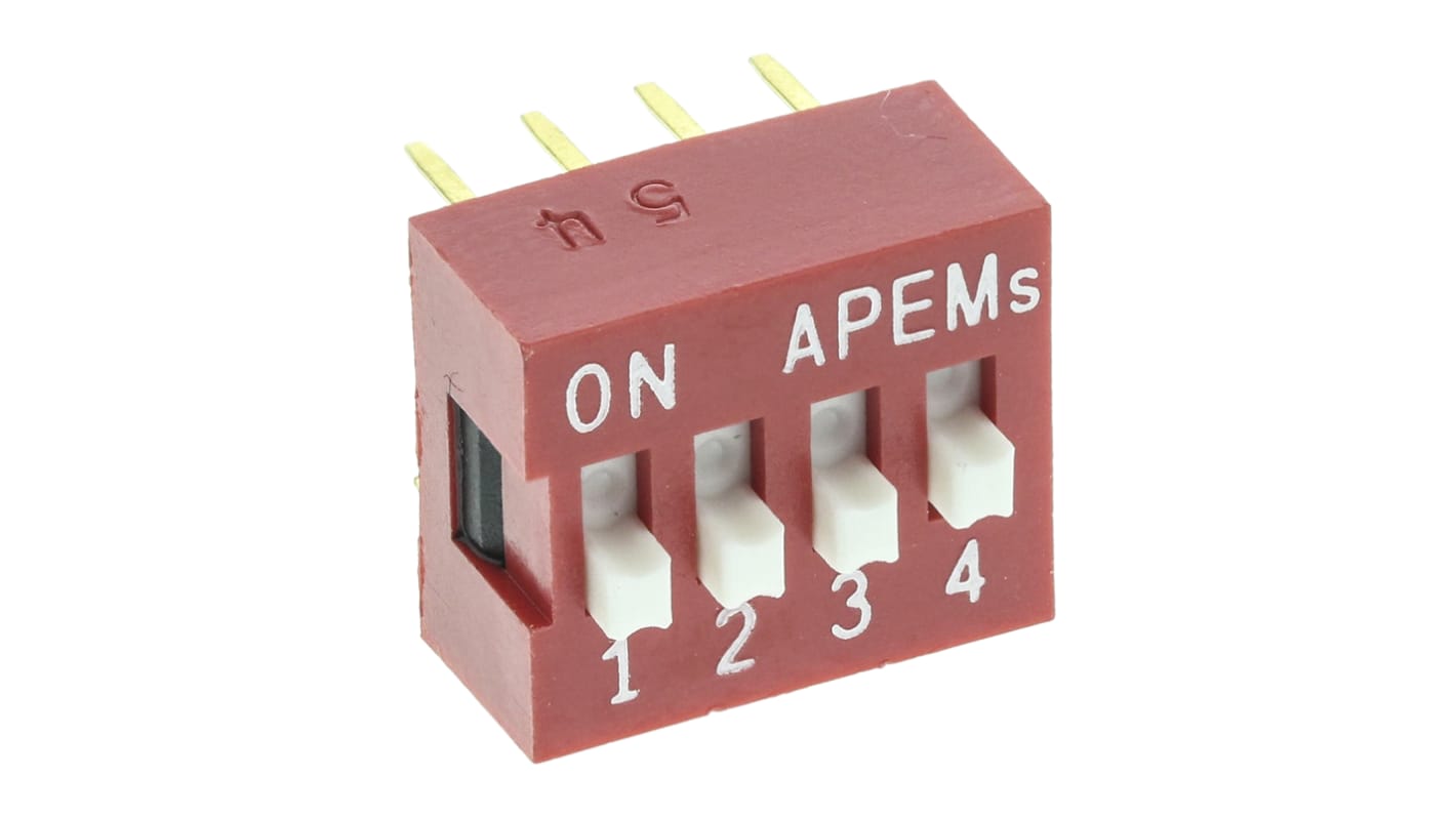 DS04V | APEM 4 Way Through Hole DIP Switch SPST | RS