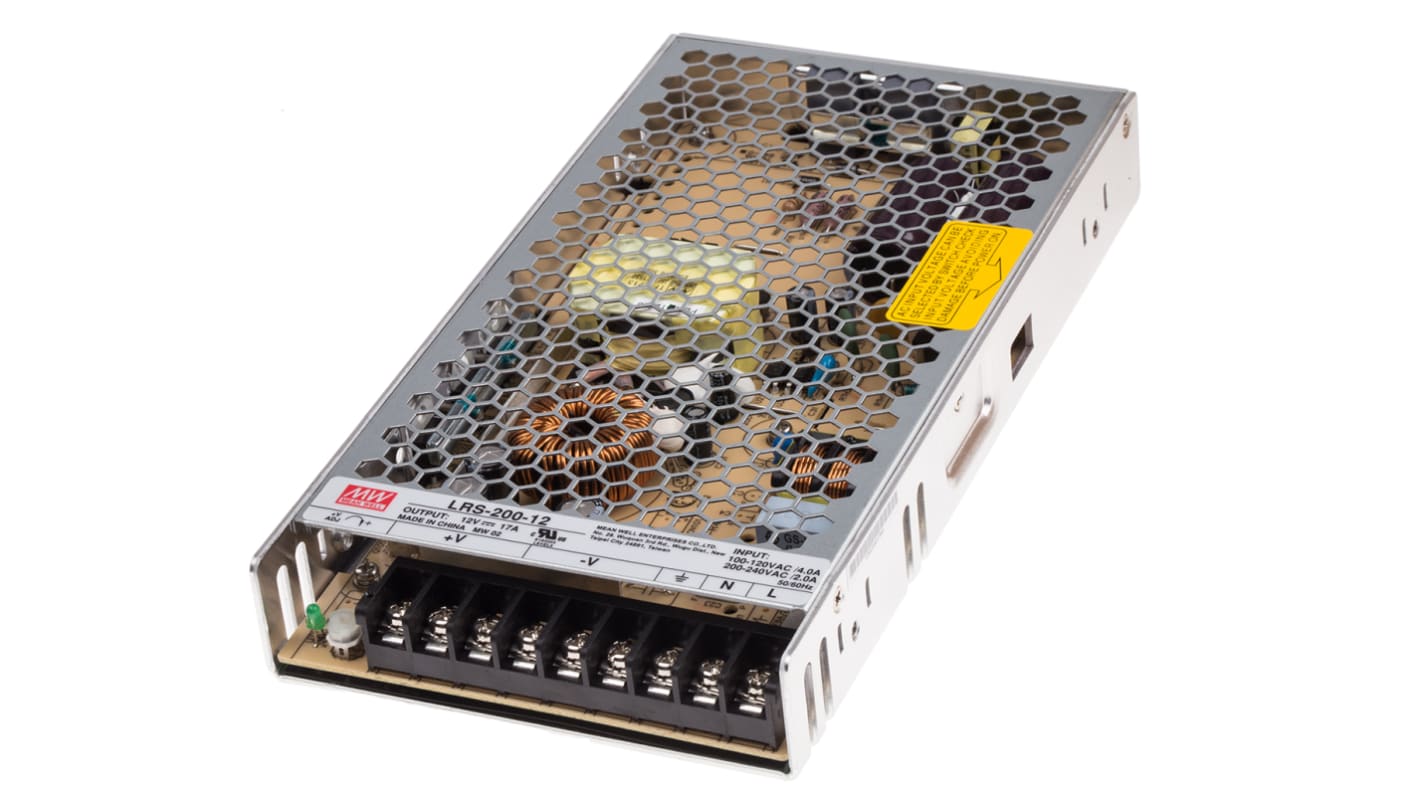 MEAN WELL Switching Power Supply, LRS-200-12RS, 12V dc, 17A, 204W, 1 ...