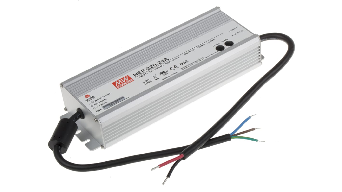 MEAN WELL Switching Power Supply, HEP-320-24A, 24V dc, 13.34A, 320W, 1 ...