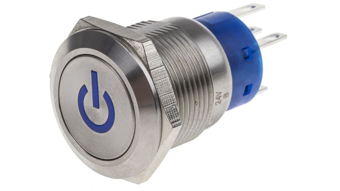 RS PRO Illuminated Push Button Switch, Latching, Panel Mount, 19mm ...