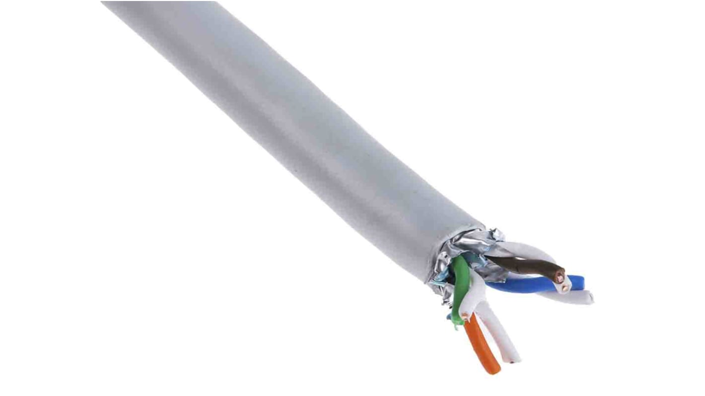 RS PRO Cat6a Ethernet Cable, U/FTP, Grey PVC Sheath, 100m | RS