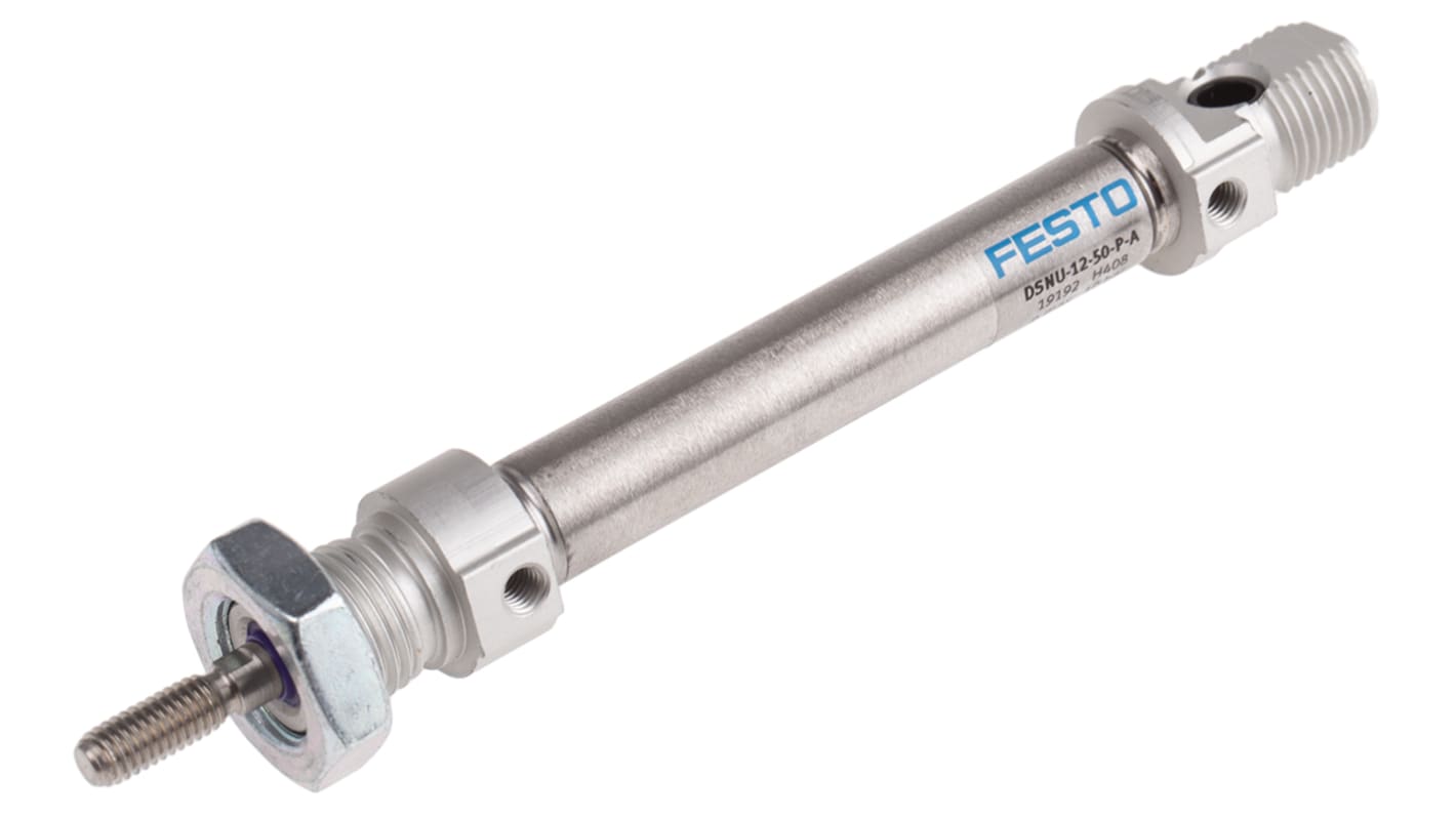 DSNU-12-50-P-A | Festo Pneumatic Cylinder - 19192, 12mm Bore, 50mm Stroke, DSNU Series, Double ...