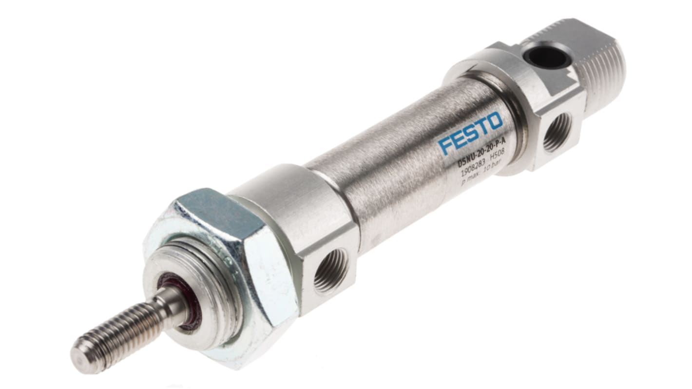 DSNU-20-20-P-A | Festo Pneumatic Cylinder - 1908283, 20mm Bore, 20mm Stroke, DSNU Series, Double ...