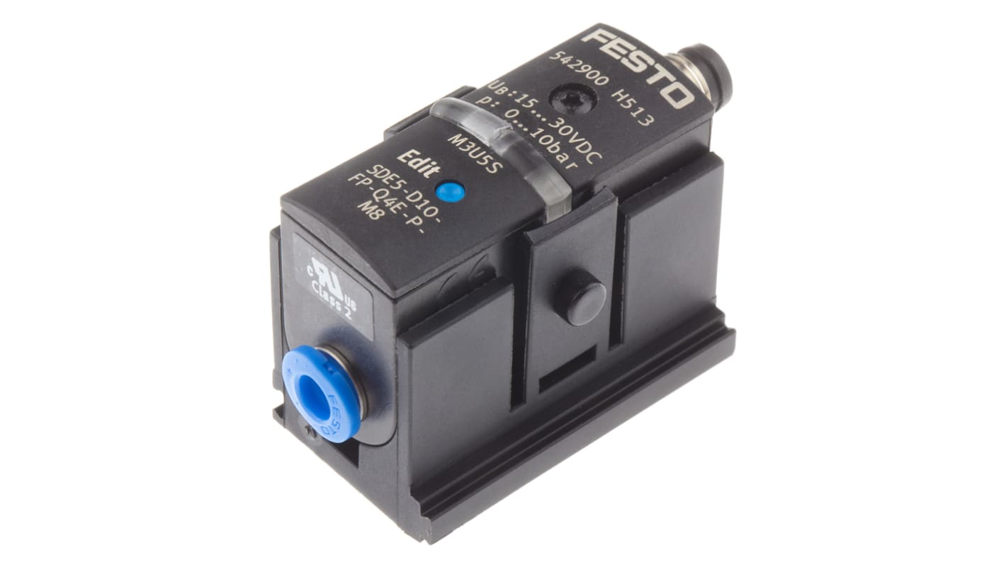 SDE5-D10-FP-Q4E-P-M8 | Festo Pressure Sensor, 12 to 24V dc, IP40 10bar | RS