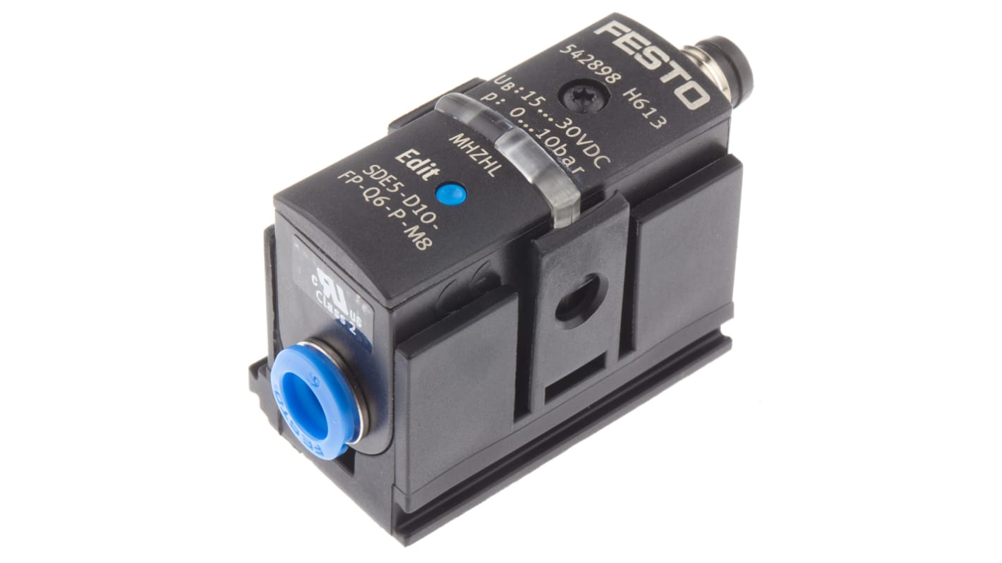 SDE5-D10-FP-Q6-P-M8 | Festo Pressure Sensor, 12 to 24V dc, IP40 10bar | RS