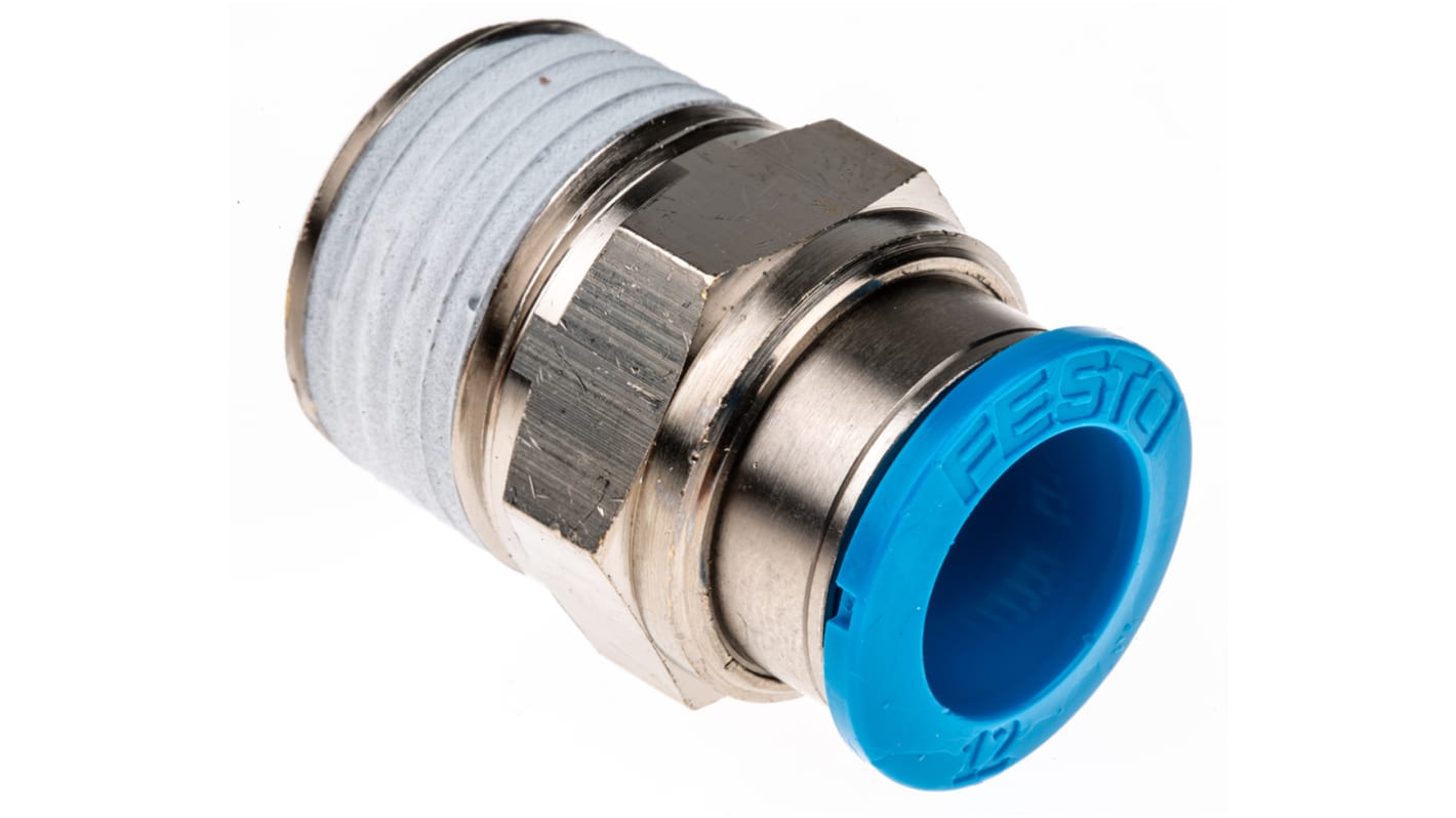 QS-1/2-12 | Festo QS Series Straight Threaded Adaptor, R 1/2 Male to ...