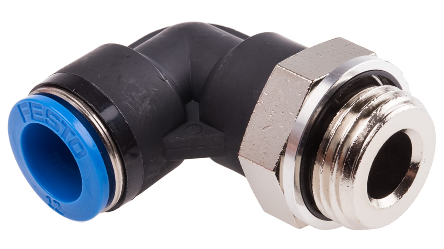 QSL-G1/2-12 | Festo QS Series Elbow Threaded Adaptor, G 1/2 Male to Push In 12 mm, Threaded-to ...