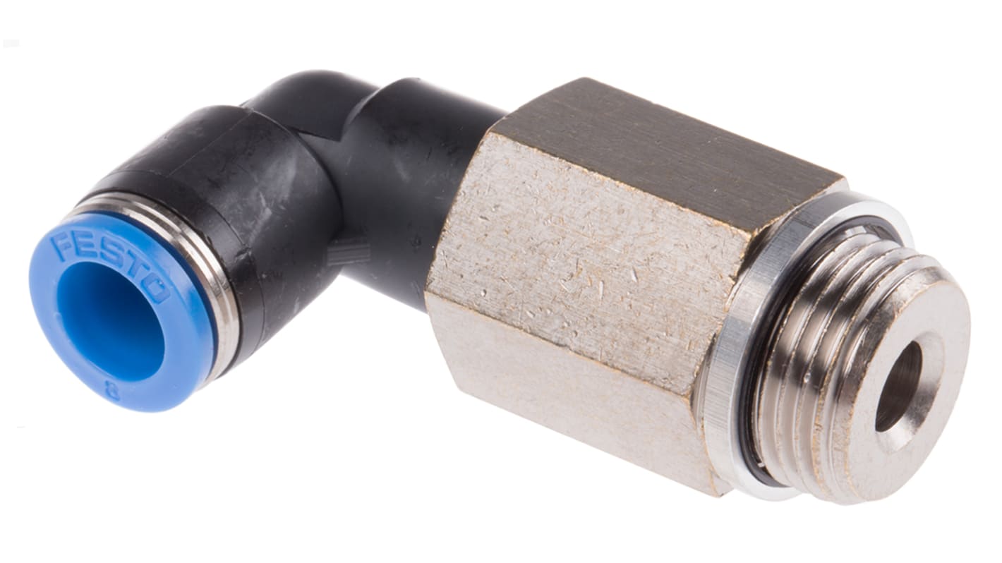 QSLL-G3/8-8 | Festo QS Series Elbow Threaded Adaptor, G 3/8 Male to Push In 8 mm, Threaded-to ...