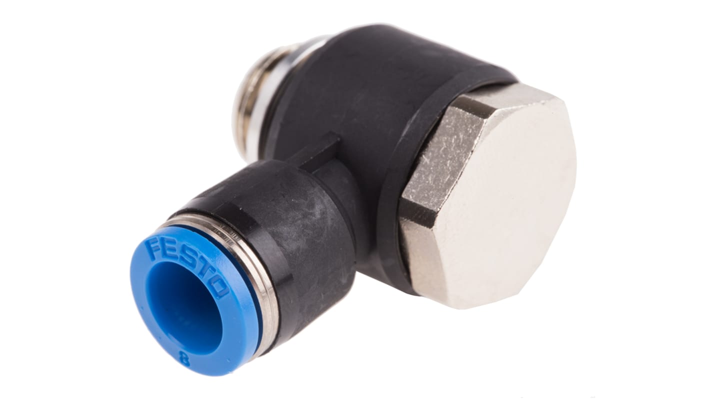 QSLV-G1/4-8 | Festo QS Series Elbow Threaded Adaptor, G 1/4 Male to Push In 8 mm, Threaded-to ...