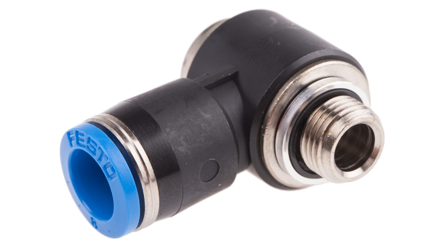 QSLV-G1/8-8-I | Festo QS Series Elbow Threaded Adaptor, G 1/8 Male to Push In 8 mm, Threaded-to ...