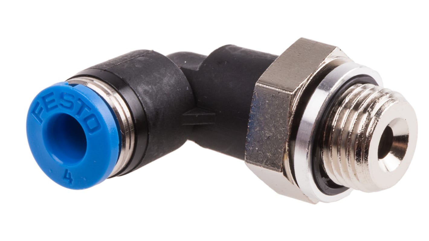 QSL-G1/8-4 | Festo QS Series Elbow Threaded Adaptor, G 1/8 Male to Push In 4 mm, Threaded-to ...