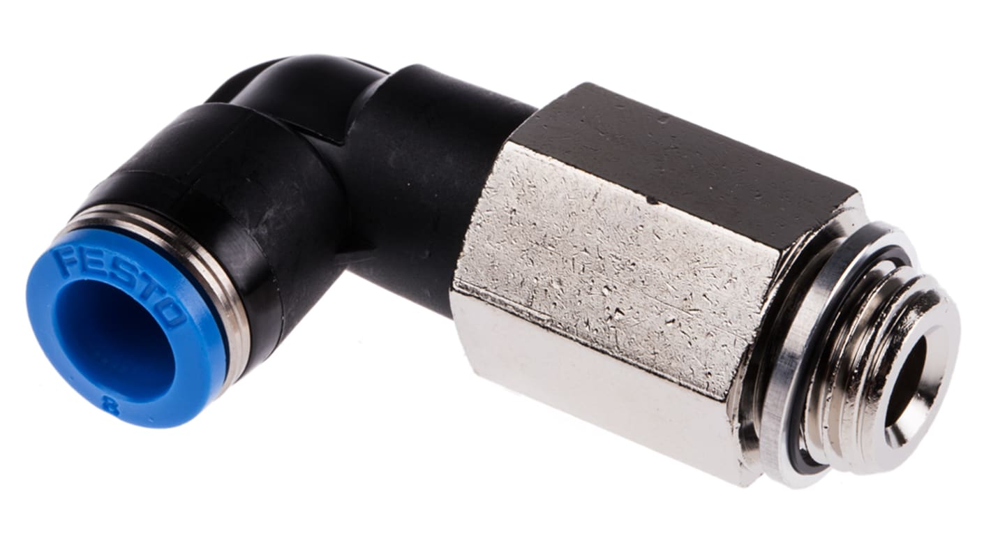 QSLL-G1/4-8 | Festo QS Series Elbow Threaded Adaptor, G 1/4 Male to Push In 8 mm, Threaded-to ...