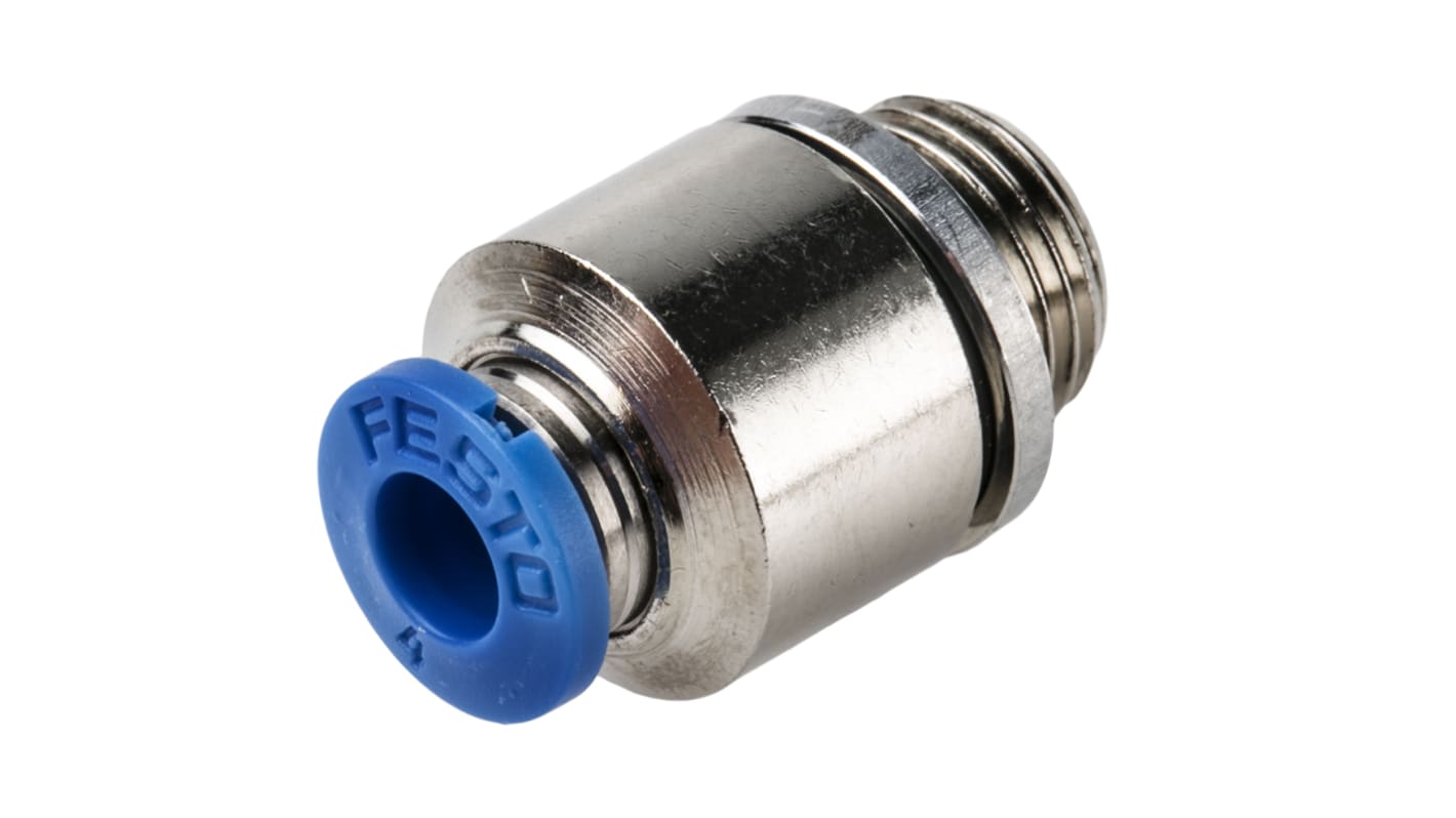 QS-G1/8-4-I | Festo QS Series Straight Threaded Adaptor, G 1/8 Male to Push In 4 mm, Threaded-to ...