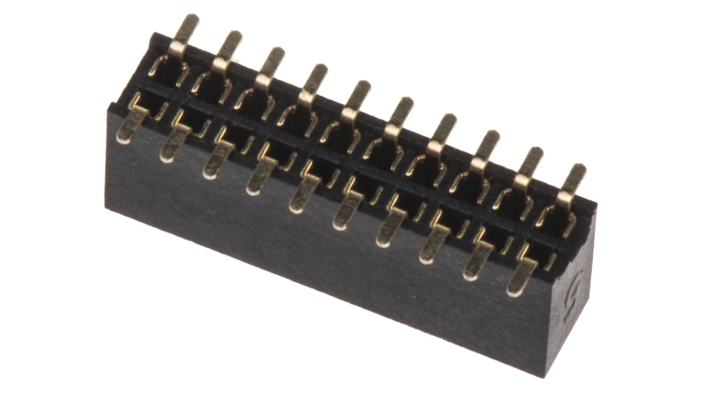 RS PRO Right Angle PCB Mount PCB Socket, 20-Contact, 2-Row, 1.27mm ...