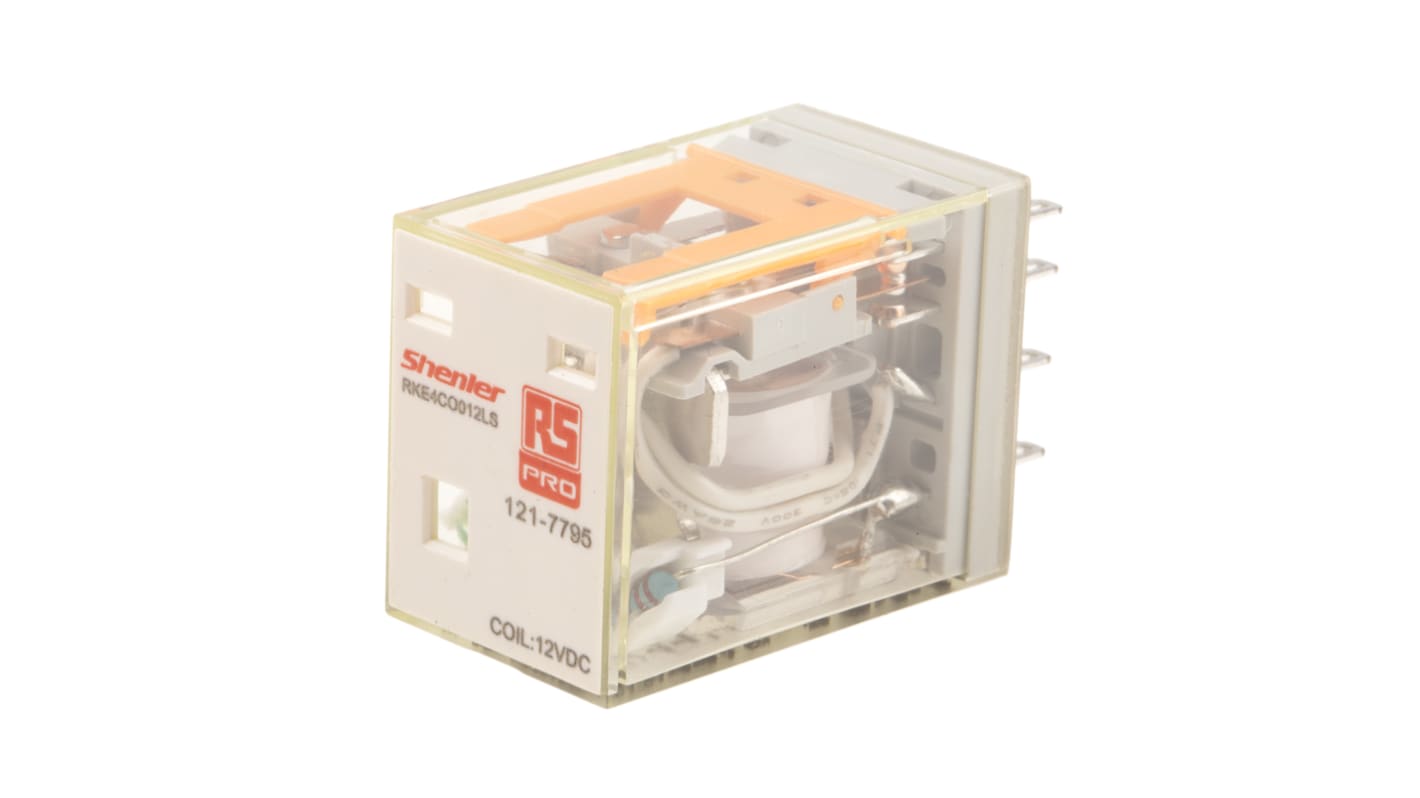 RS PRO Plug In Power Relay, 12V dc Coil, 5A Switching Current, 4PDT | RS