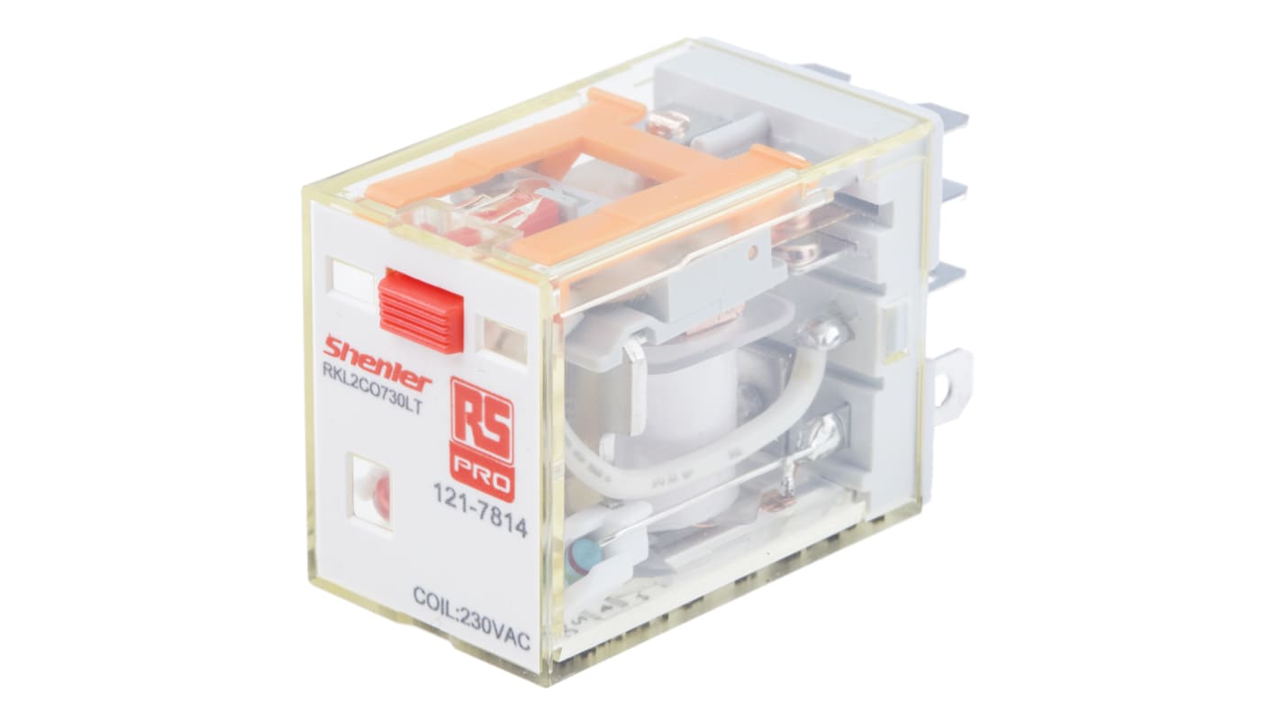 RS PRO Plug In Power Relay, 230V ac Coil, 10A Switching Current, DPDT | RS