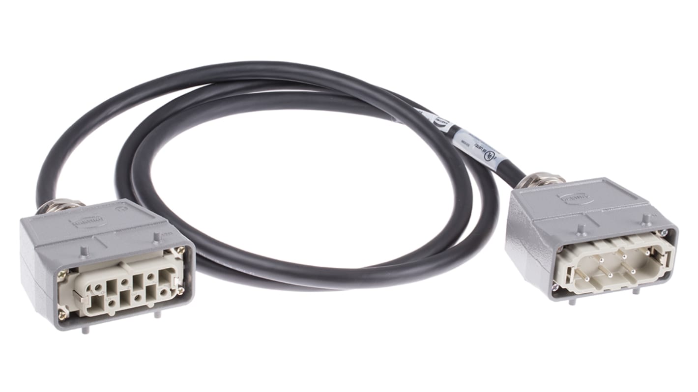 20871443001200 | Harting Cable Assembly, 6 Way, 22A, Female to Male ...