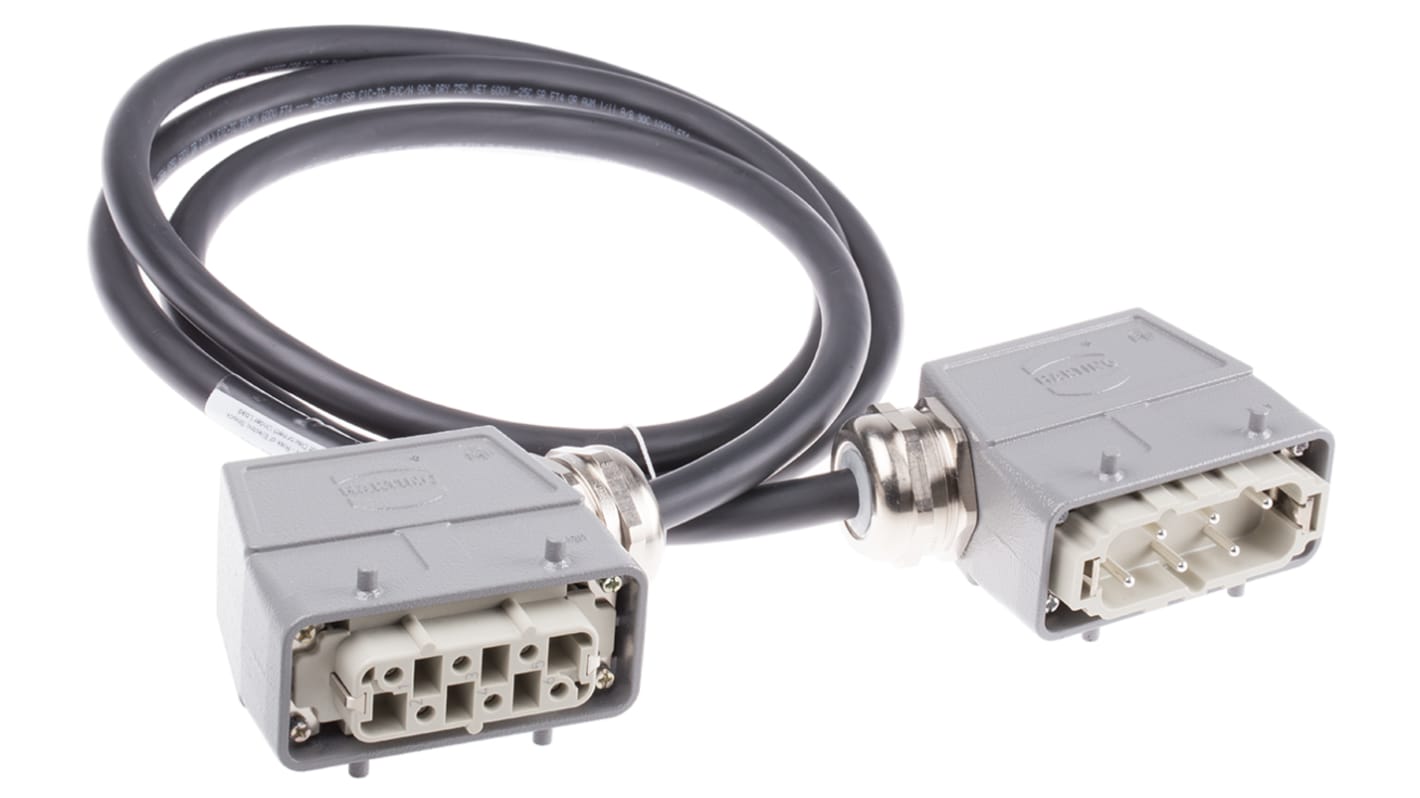 20871443002200 | Harting Cable Assembly, 6 Way, 22A, Female to Male ...