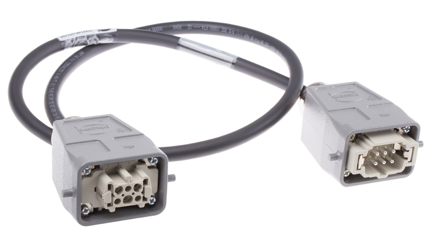 20871463001100 | HARTING Cable Assembly, 6 Way, 9.0A, Female to Male ...