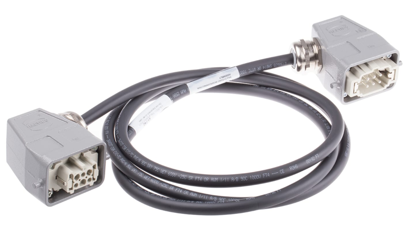 20871463002200 | Harting Cable Assembly, 6 Way, 9A, Male to Female, Han ...