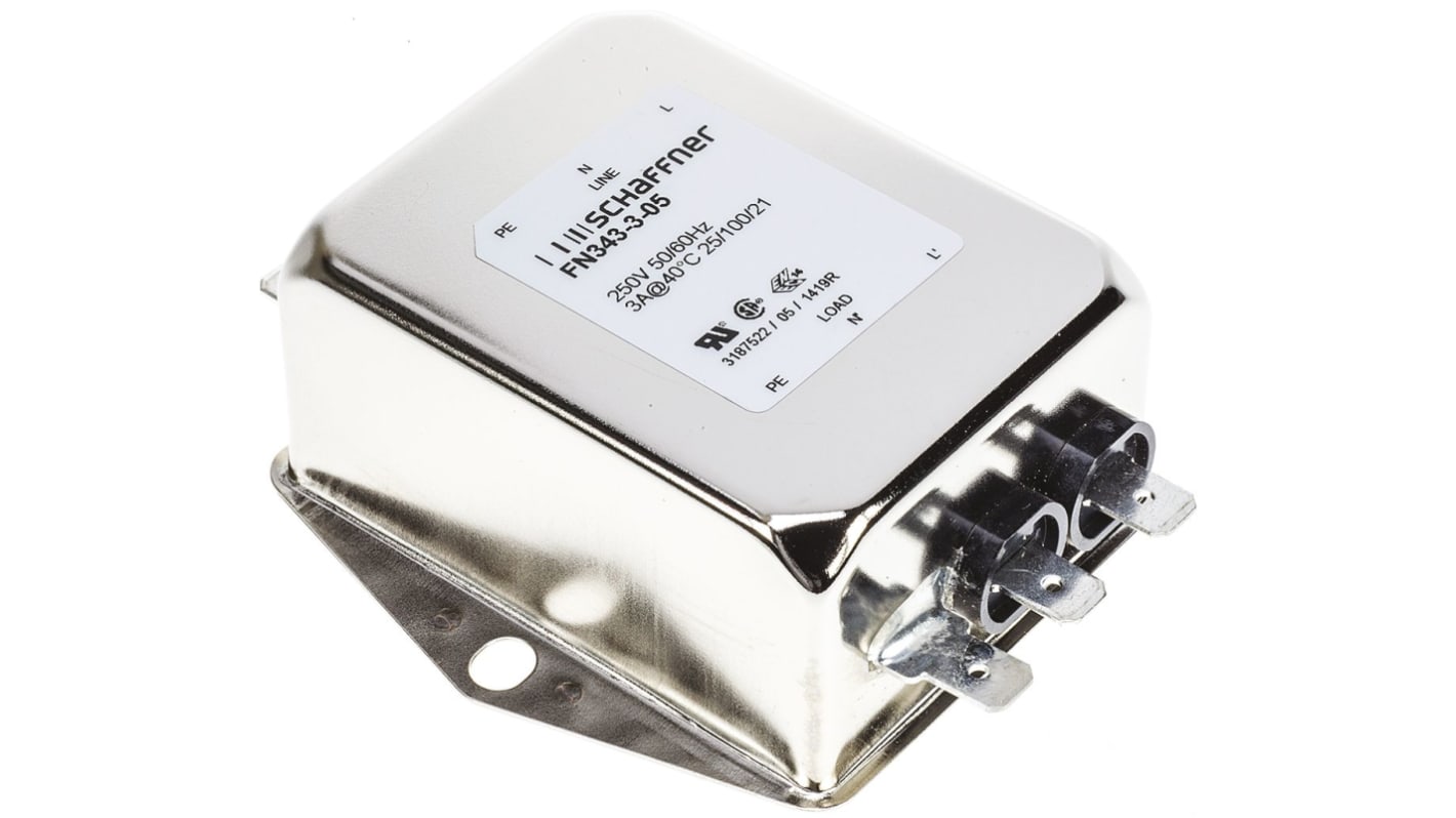 FN343-3-05 | Schaffner FN 343 Series 3A 250 V ac 400Hz Chassis Mount ...