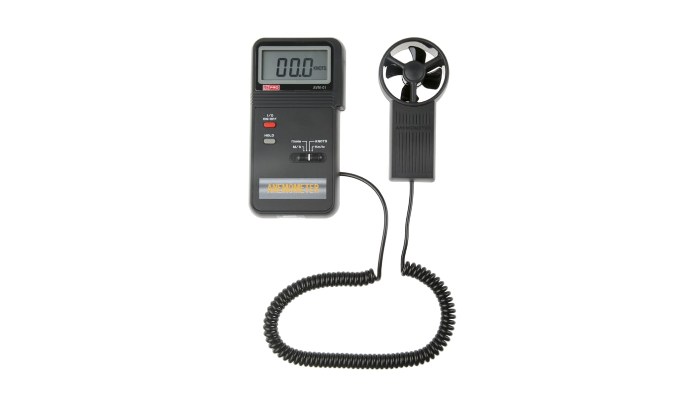 RS PRO AVM-01 Vane Anemometer, 45m/s Max, Measures Air Velocity | RS