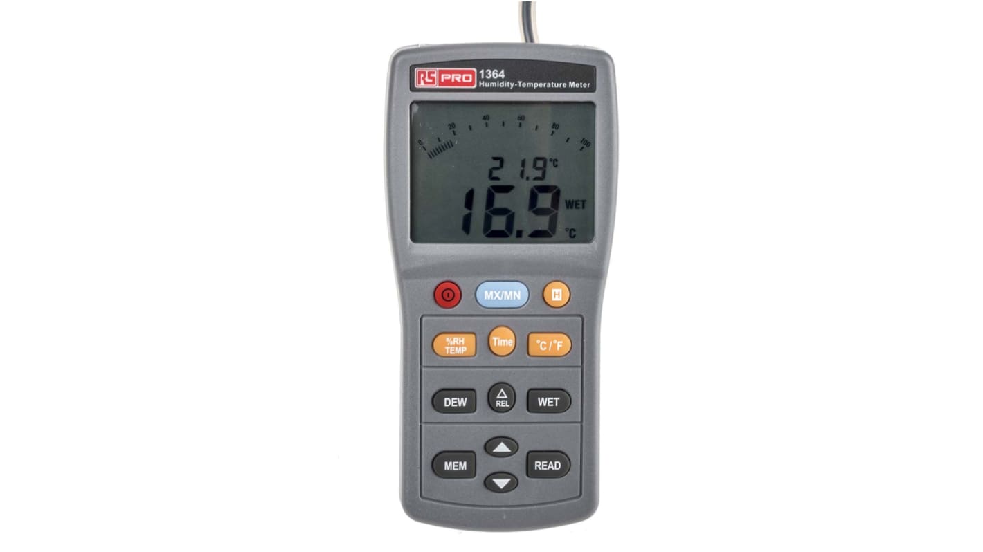 RS PRO RS1364 Handheld Hygrometer, ±3 %RH Accuracy, +140 °F, +60 °C Max ...