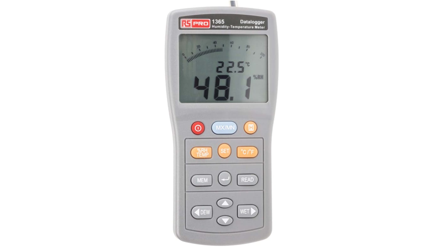 RS PRO 1365 Temperature & Humidity Data Logger, RS232, USB - RS ...