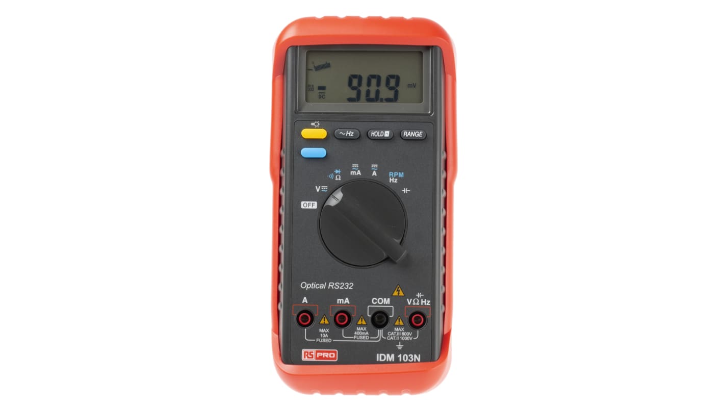 RS PRO IDM103N Handheld Digital Multimeter, 10A ac Max, 10A dc Max ...