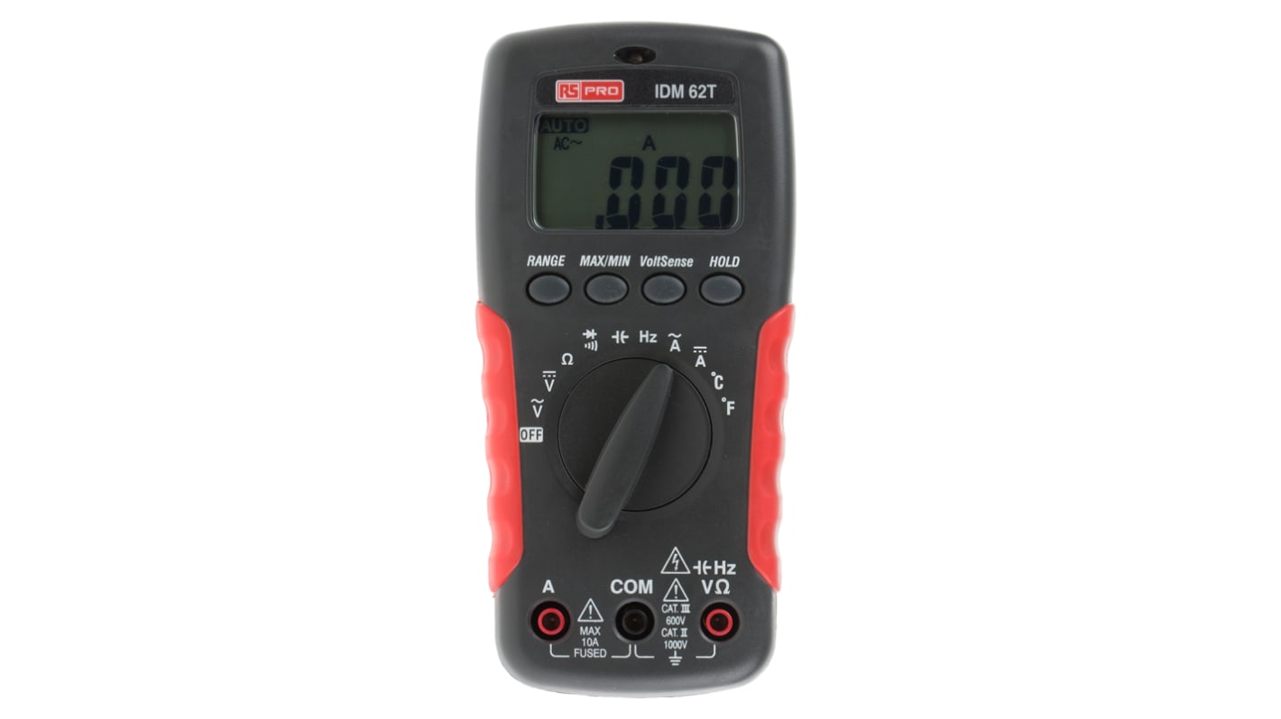 RS PRO IDM62T Handheld Digital Multimeter, 10A ac Max, 10A dc Max, 750V ...