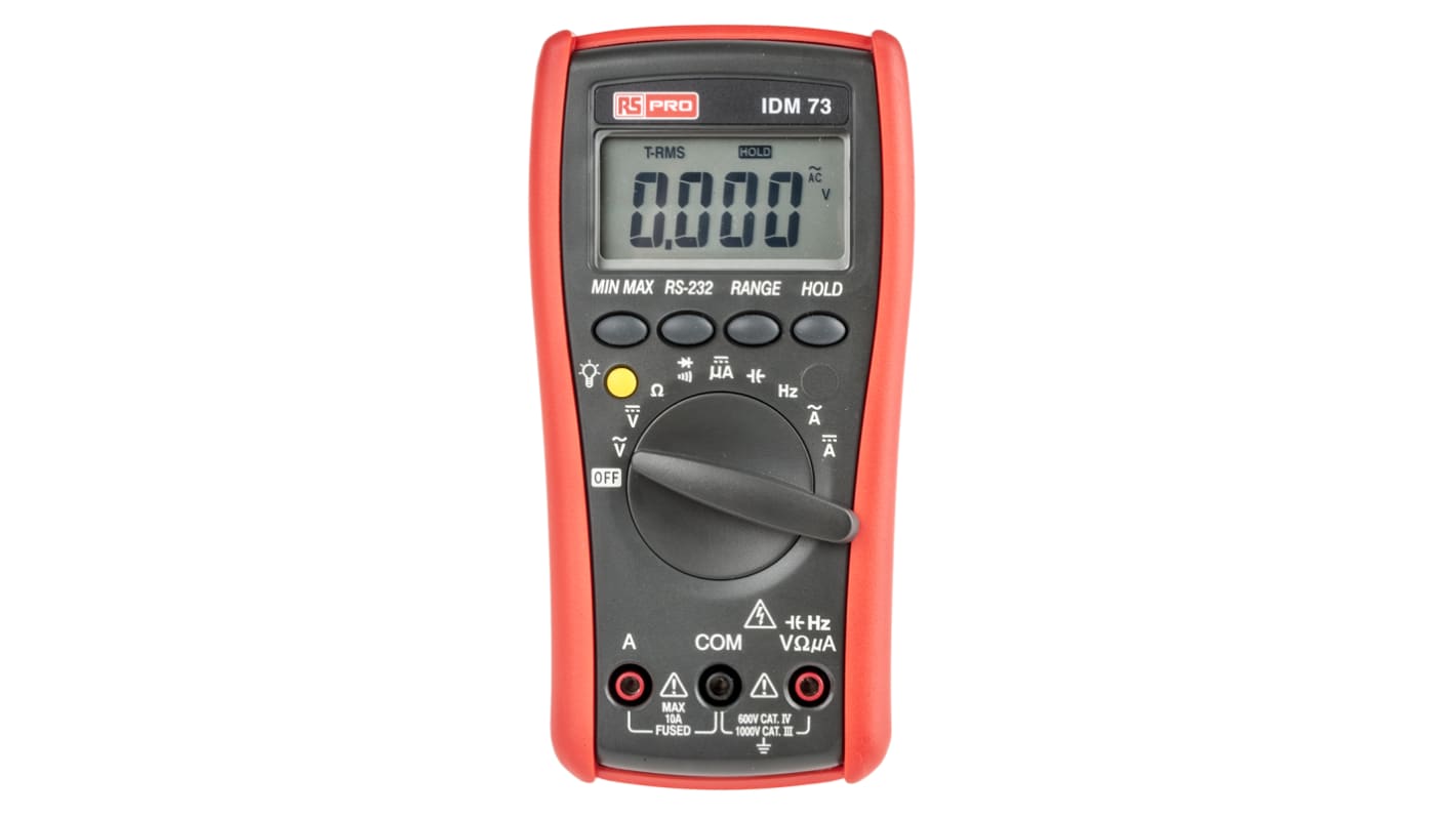 RS PRO IDM73 Handheld Digital Multimeter, True RMS, 10A ac Max, 10A dc ...