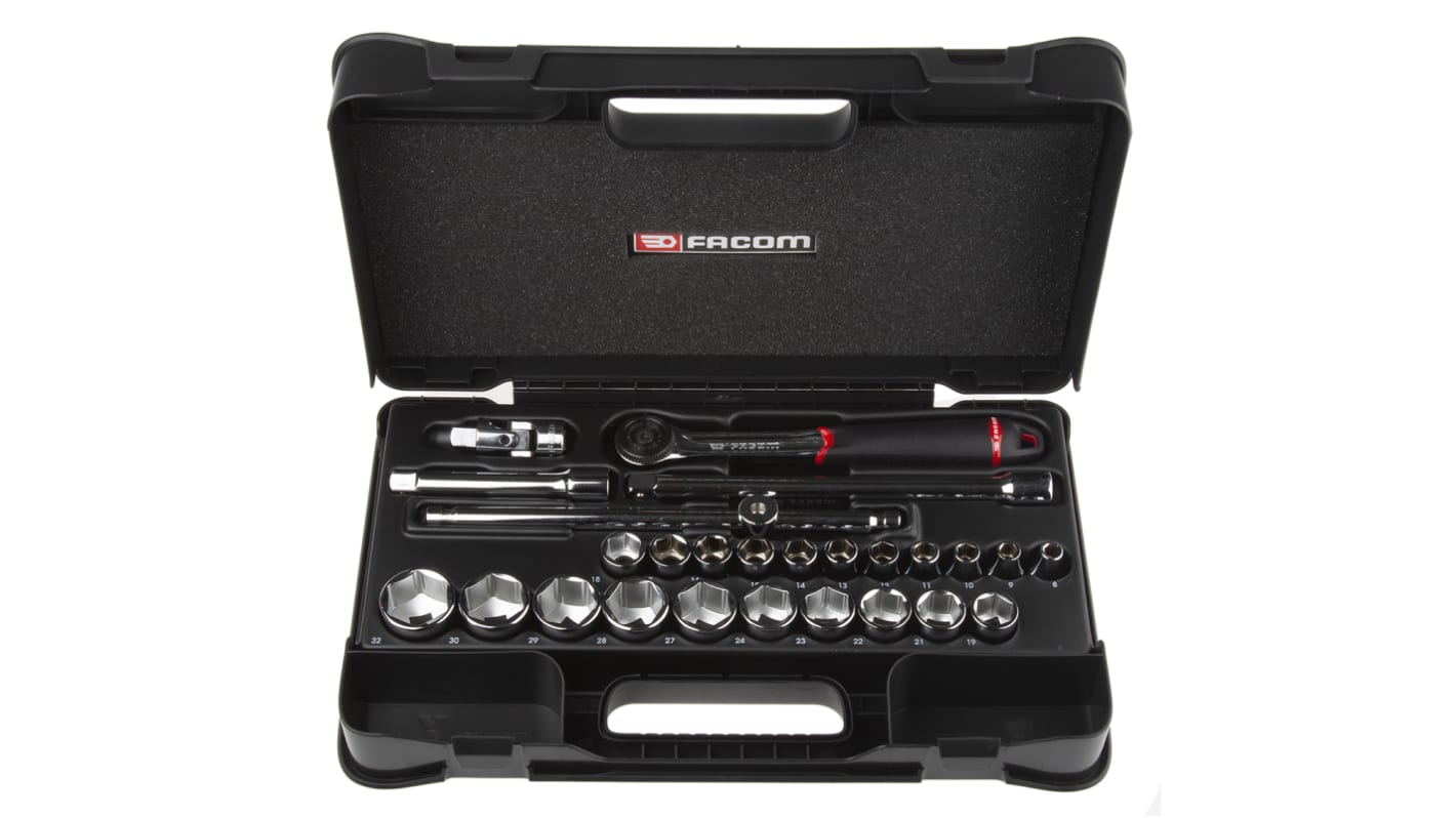 S.161-4P6PB | Facom 26-Piece Metric 1/2 in Standard Socket Set with ...