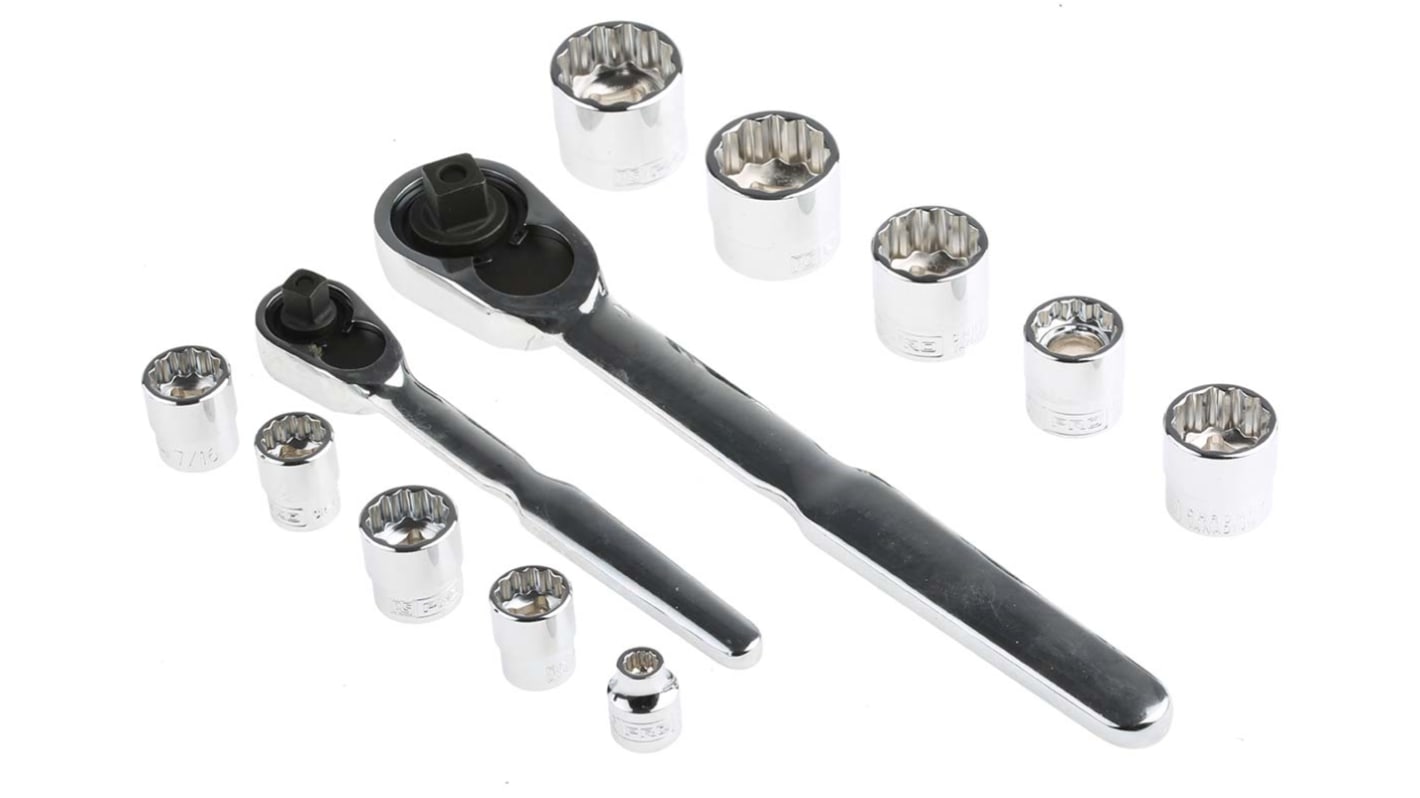 RS PRO 35-Piece Imperial, Metric 1/4 in; 3/8 in Standard Socket Set ...