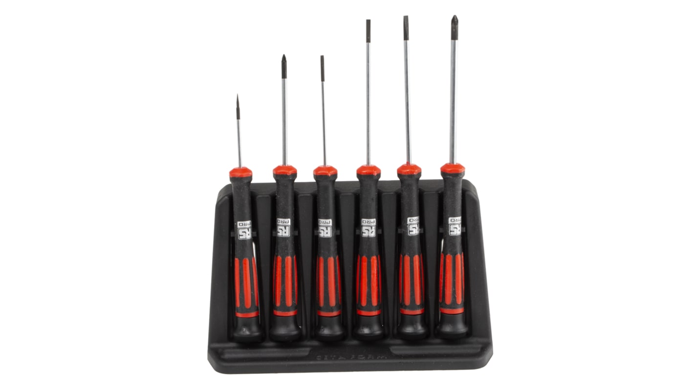 RS PRO Pozidriv; Slotted Precision Screwdriver Set, 6-Piece | RS