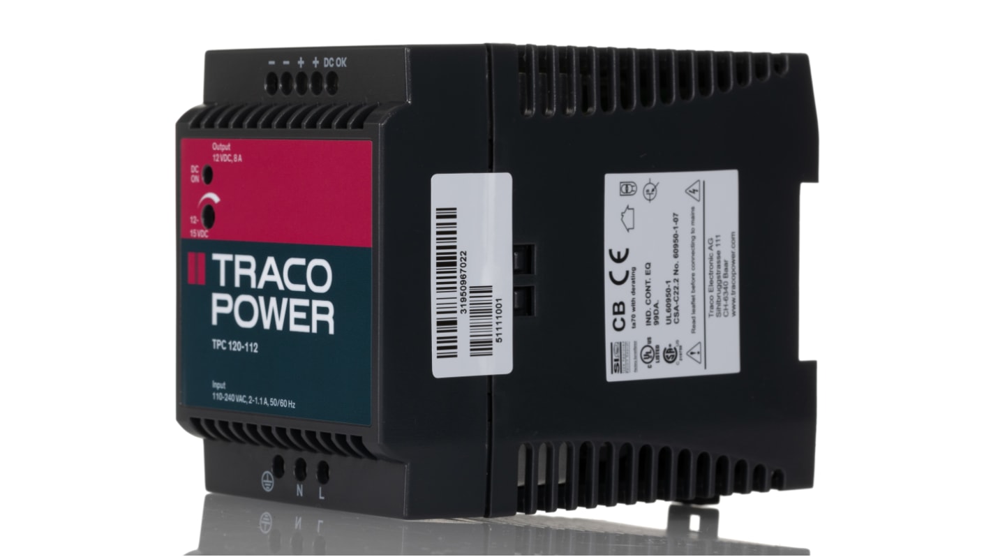 TPC 120-112 | TRACOPOWER TPC DIN Rail Power Supply, 85 → 264 V ac / 90 ...