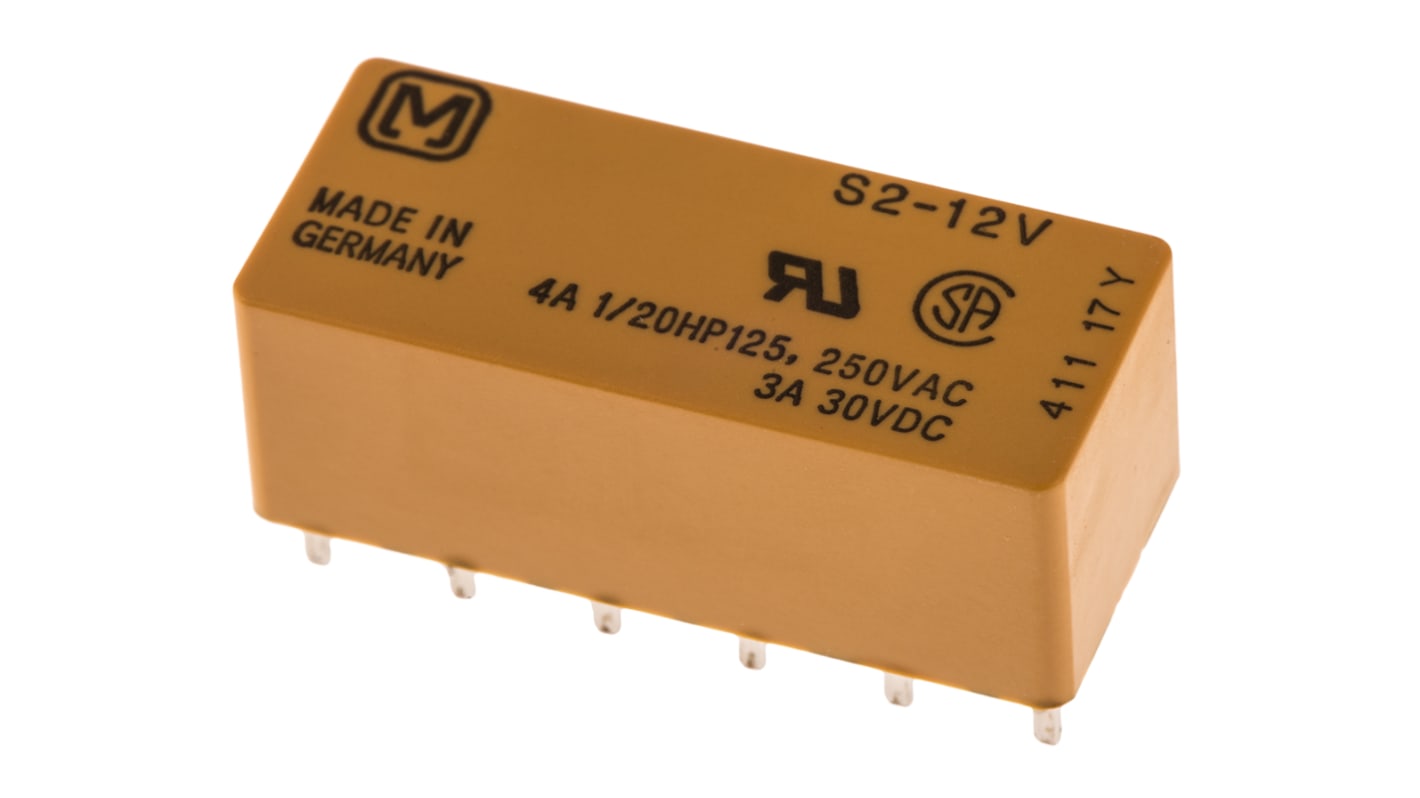 S2-DC12V | Panasonic PCB Mount Power Relay, 12V dc Coil, 4A Switching ...