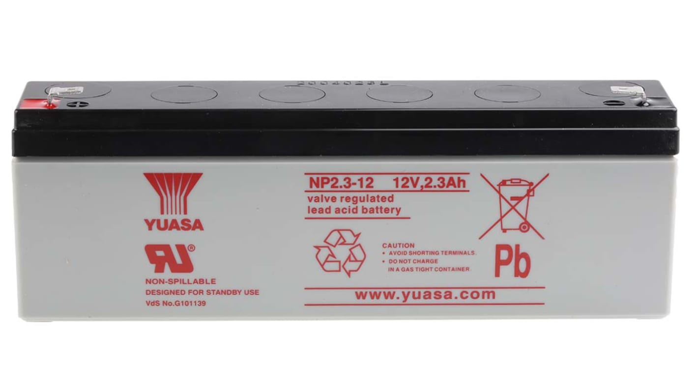 NP2.3-12 | Yuasa 12V Faston F1 Sealed Lead Acid Battery, 2.3Ah | RS