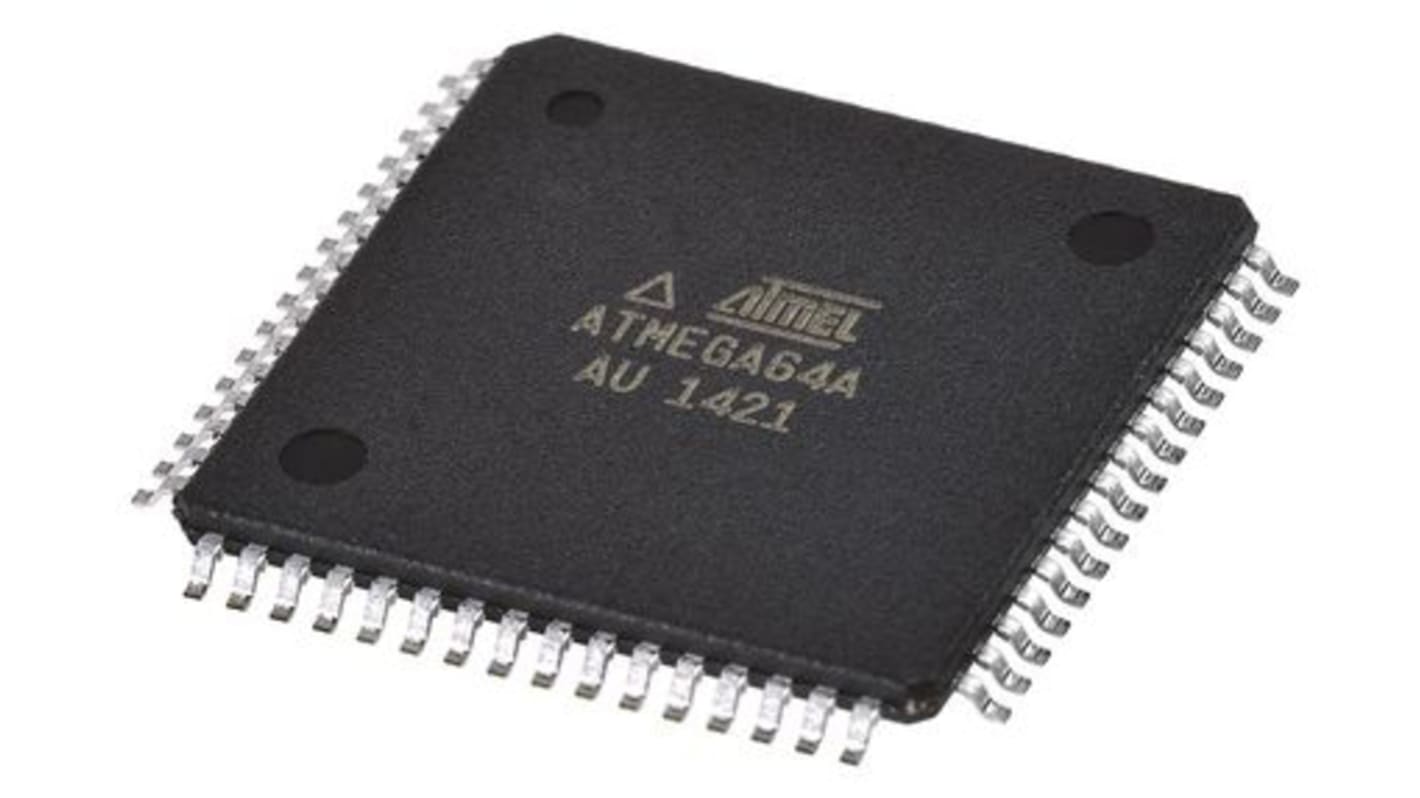 Microchip ATMEGA64A-AU, 8bit AVR Microcontroller, ATmega, 16MHz, 64 kB Flash, 64-Pin TQFP | RS