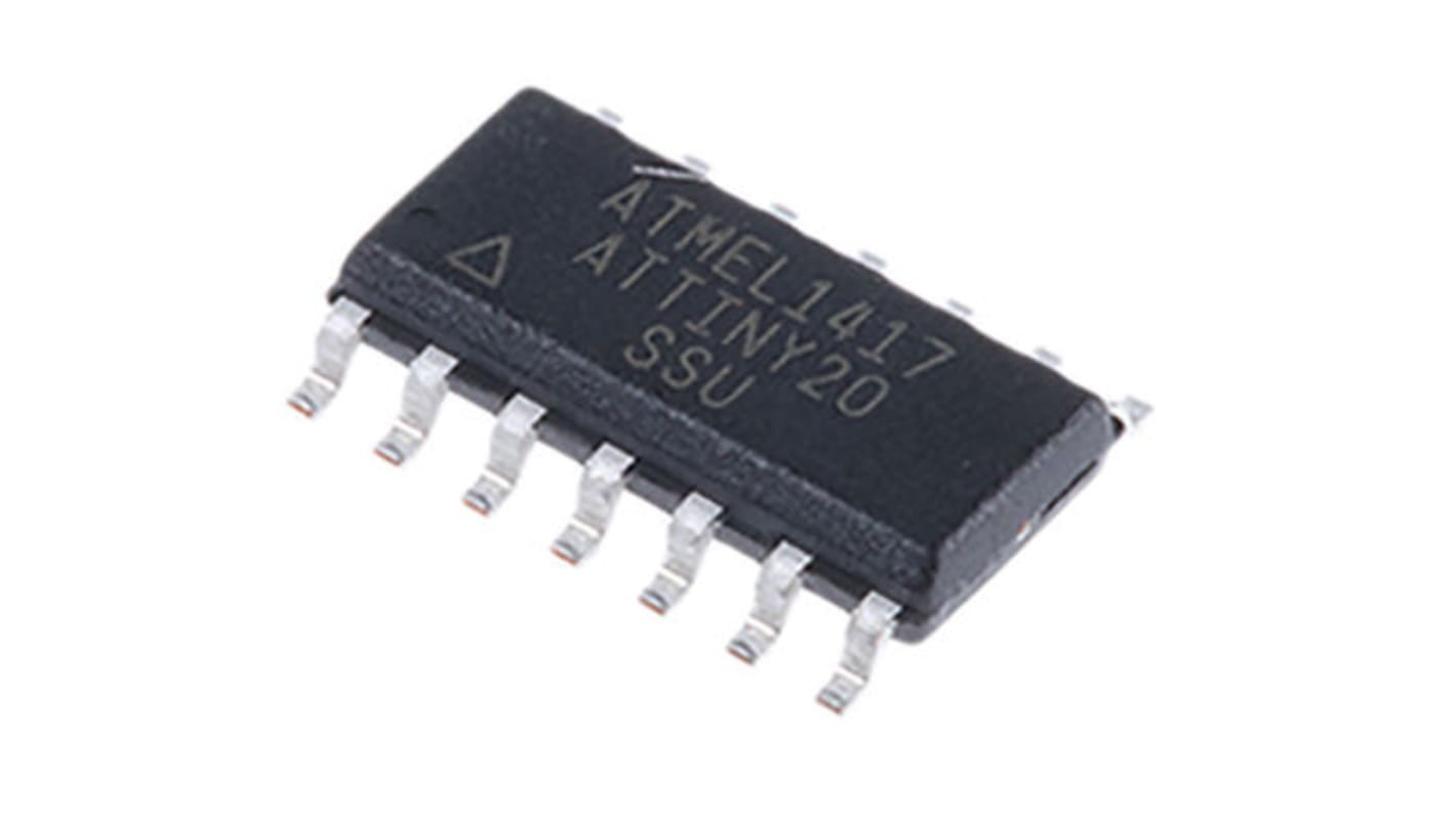 Microchip ATTINY20-SSU, 8bit AVR Microcontroller, ATtiny20, 12MHz, 2 kB Flash, 14-Pin SOIC | RS