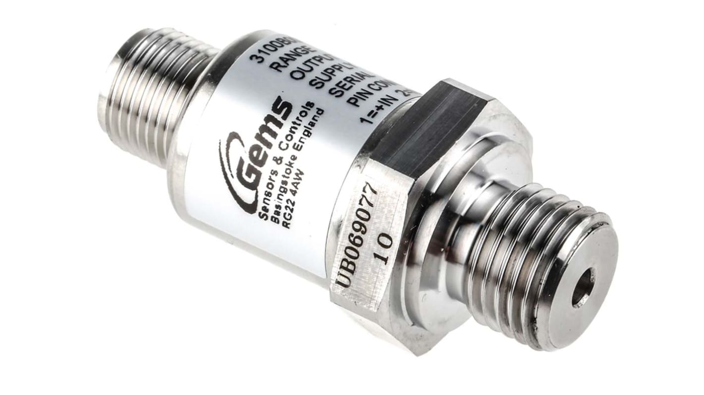 3100B0010G01E000 | Gems Sensors 3100 Series Pressure Sensor, 0bar Min, 10bar Max, Analogue ...