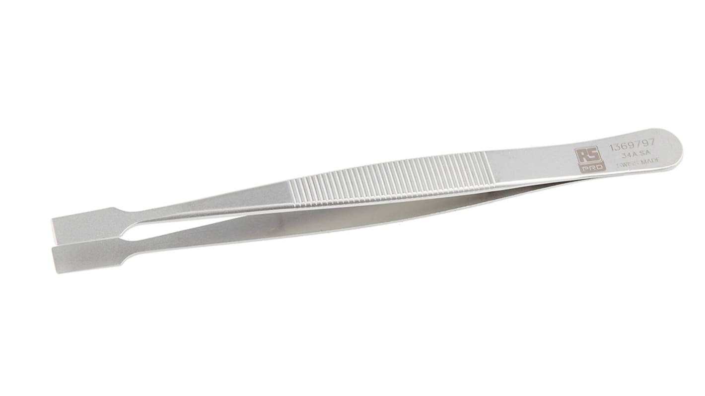 RS PRO 120 mm, Stainless Steel, Flat, Tweezers | RS