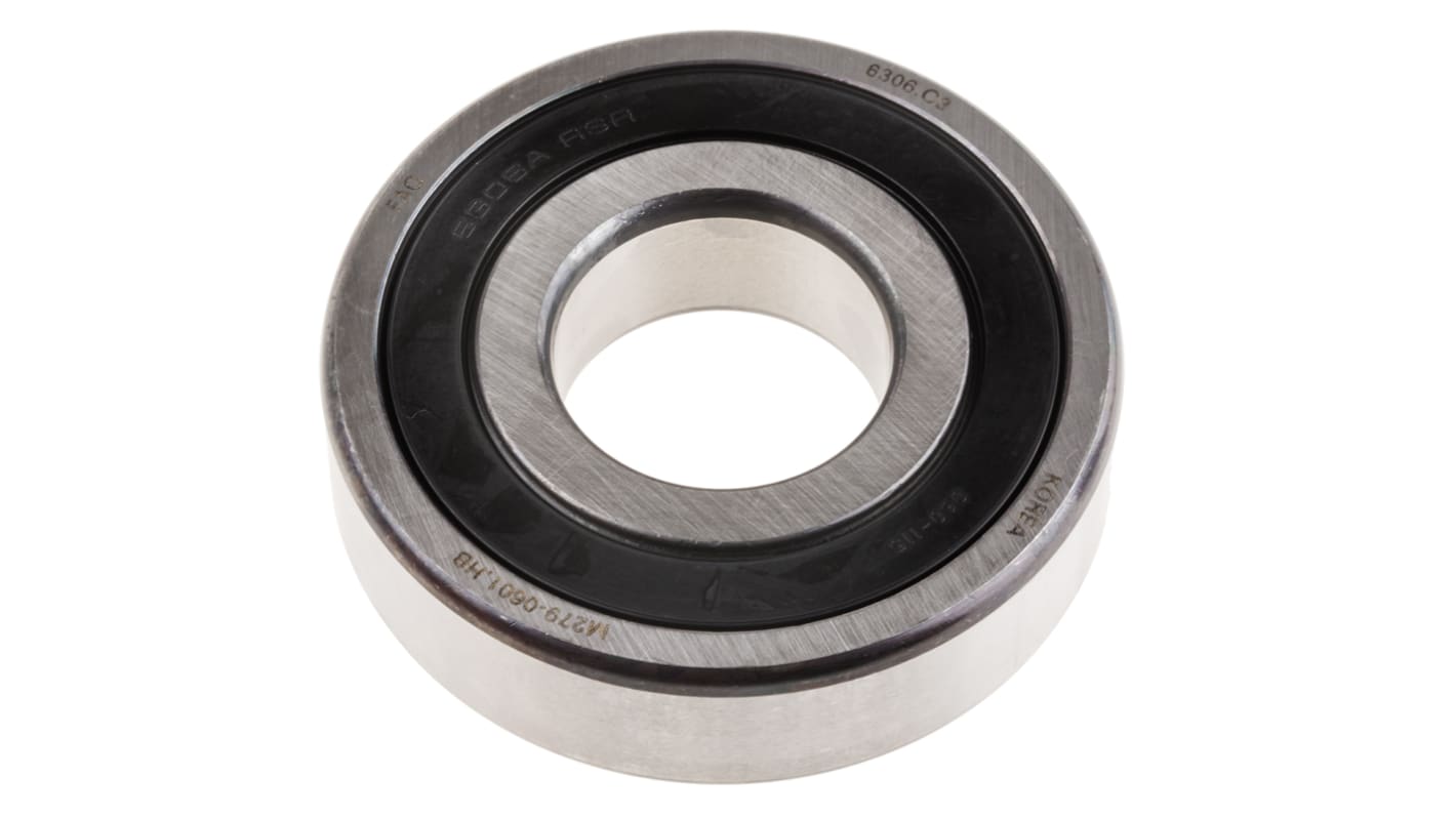 FAG 6306-2RSR-C3 Single Row Deep Groove Ball Bearing- Both Sides Sealed 30mm I.D, 72mm O.D | RS