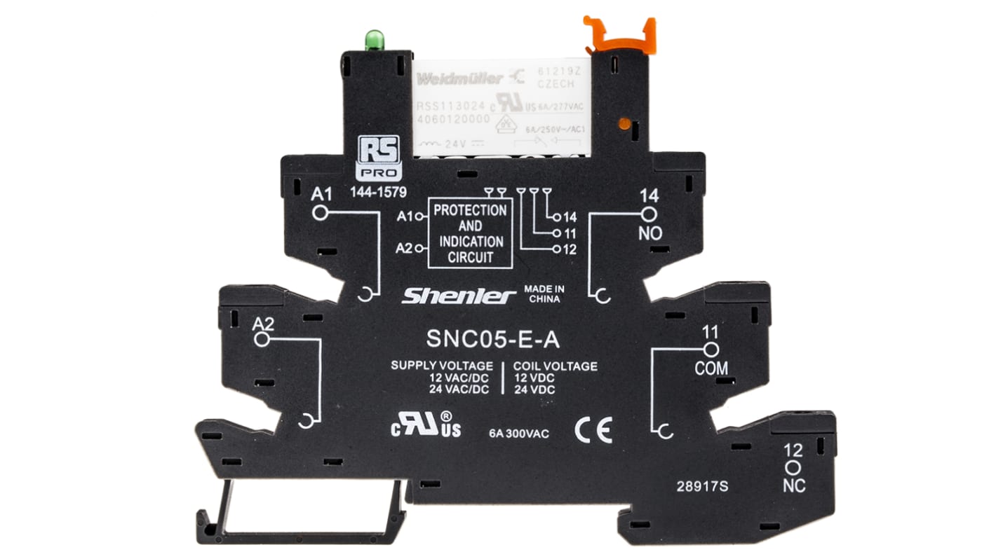 Relais d'interface RS PRO, 24V c.a. / V c.c., 1 RT, montage Rail DIN | RS