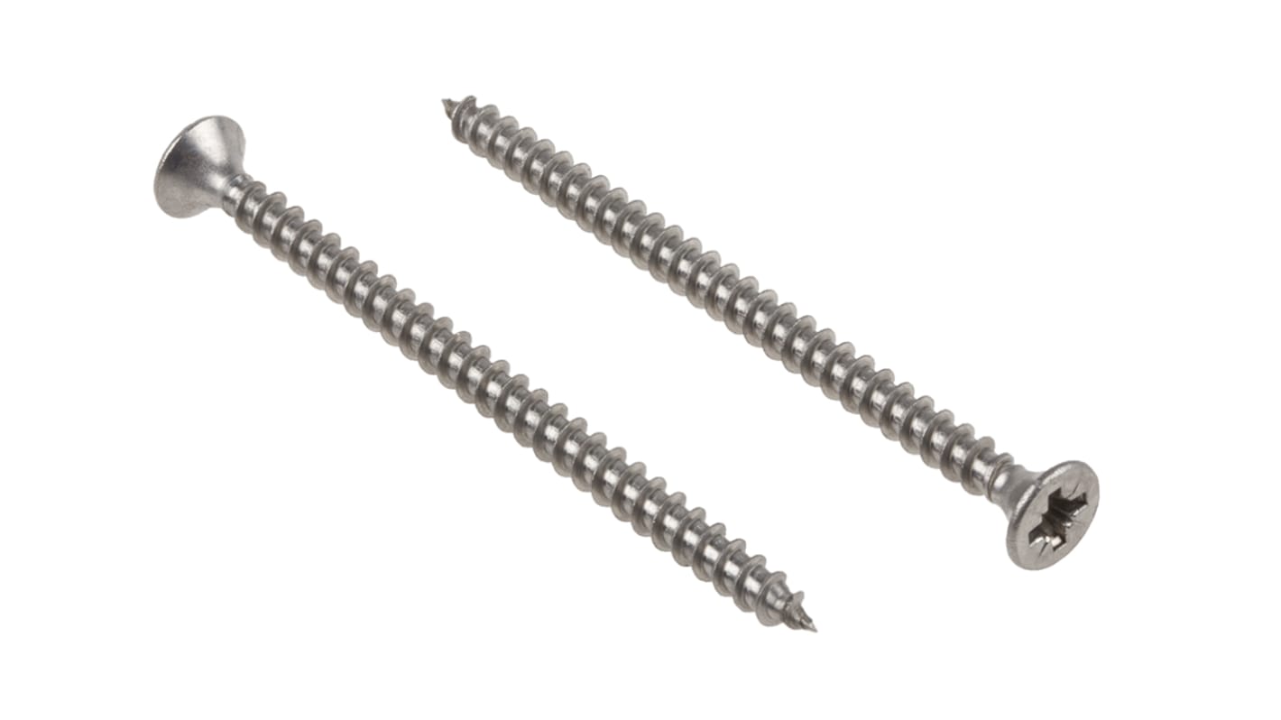 RS PRO Pozidriv Countersunk Stainless Steel Wood Screw, A2 304, 4mm ...