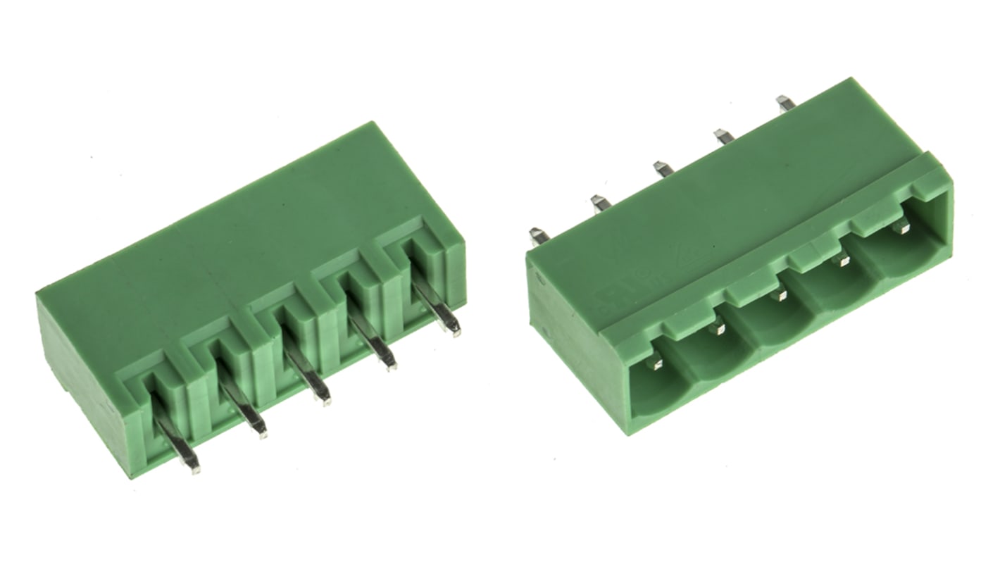 RS PRO 5.08mm Pitch 5 Way Pluggable Terminal Block, Header, Through ...