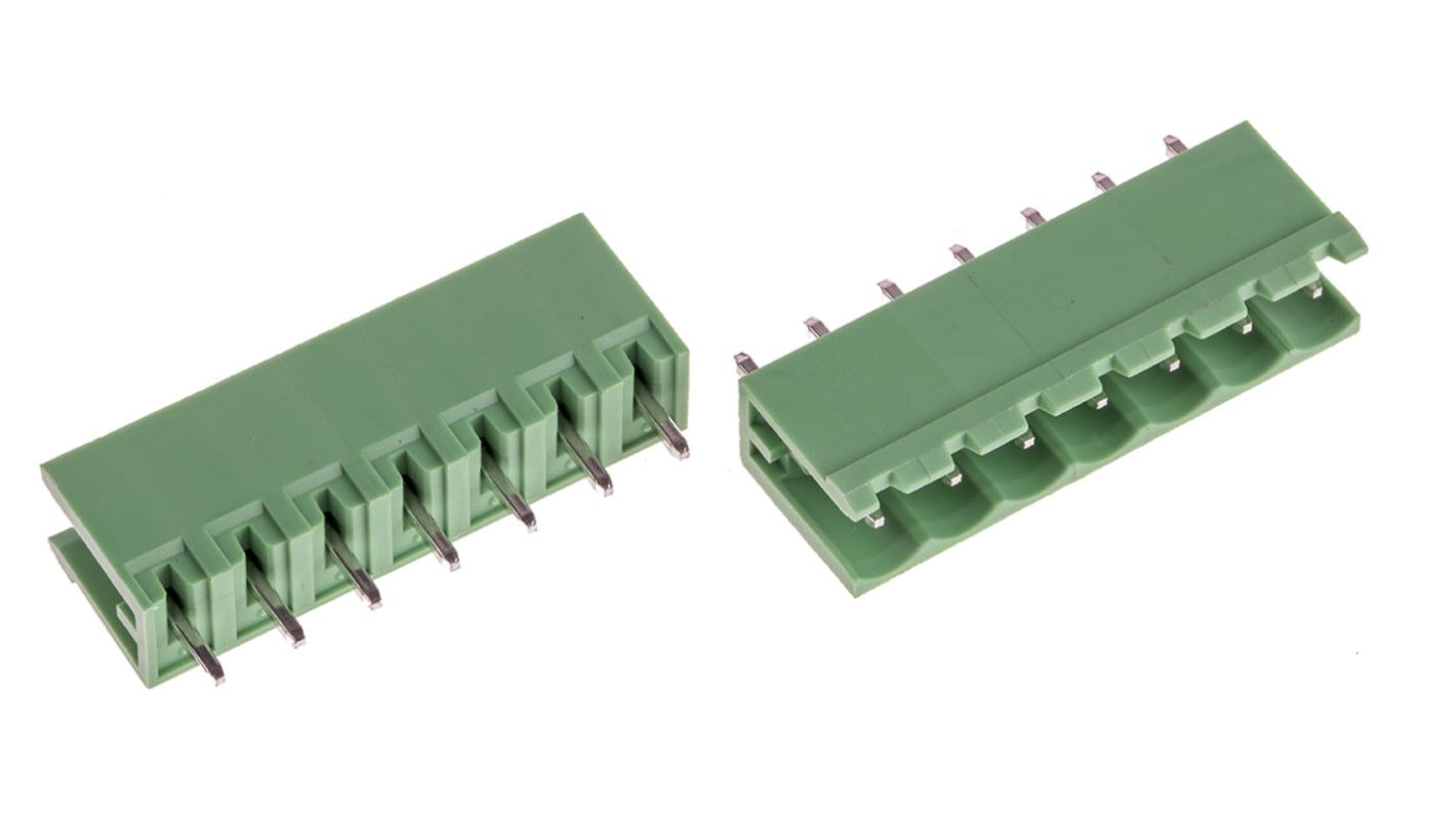 RS PRO 5.08mm Pitch 7 Way Pluggable Terminal Block, Header, Through ...